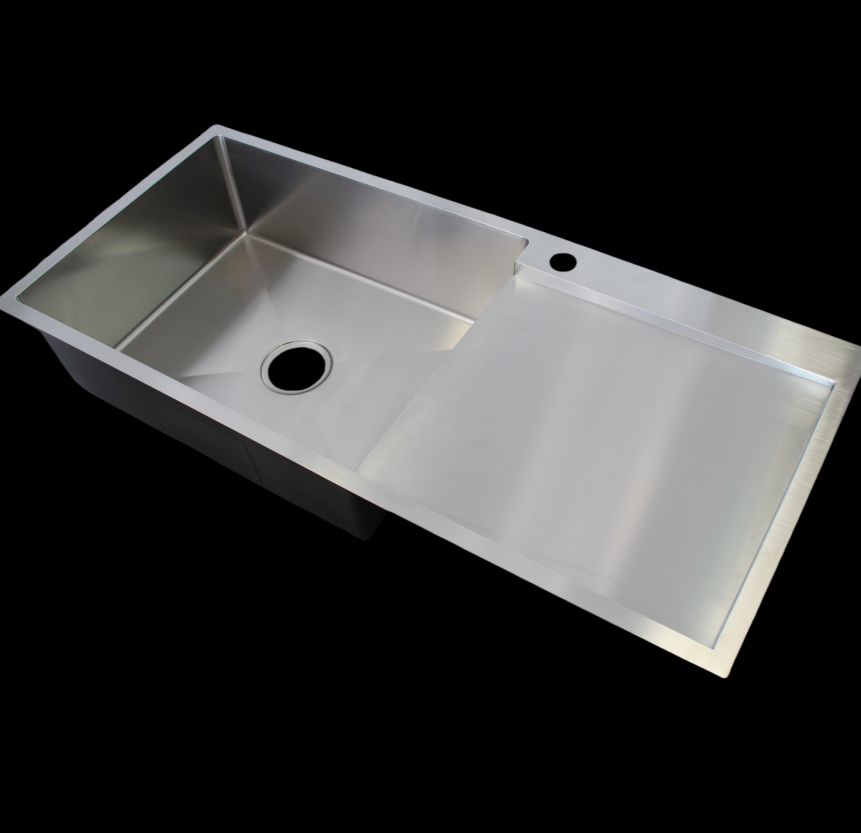 Handmade Stainless Steel Kitchen Sink Single Bowl with Drainer (110cm x ...