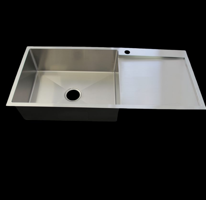 Handmade Stainless Steel Kitchen Sink Single Bowl with Drainer (110cm x ...